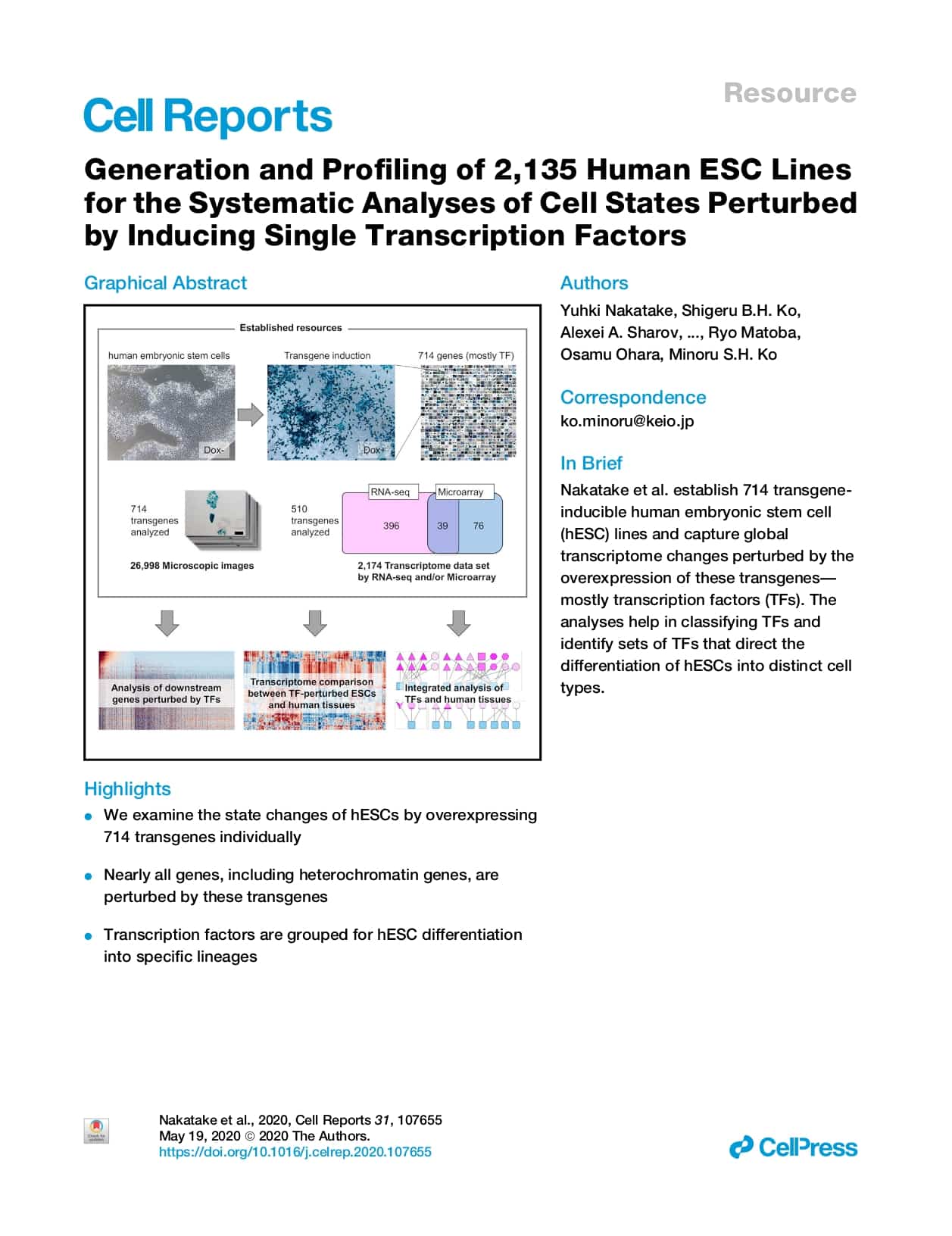 Generation and Profiling of 2,135 Human ESC Lines for the Systematic ...