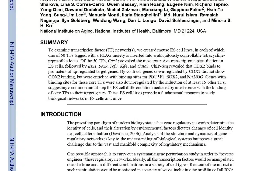 Uncovering Early Response Of Gene Regulatory Networks In Escs By Systematic Induction Of