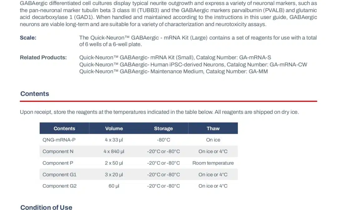 User Guide: Quick-Neuron™ GABAergic - mRNA Kit