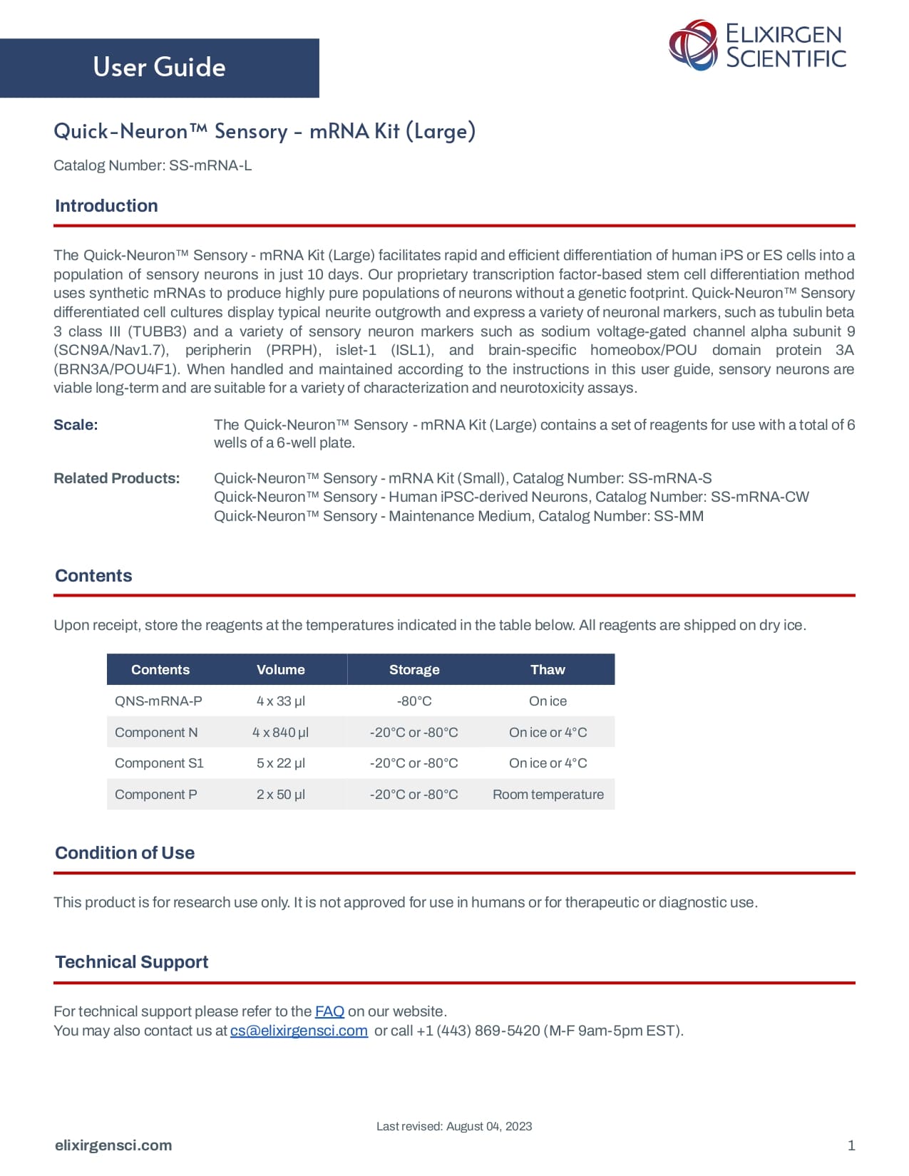 User Guide: Quick-Neuron™ Sensory - mRNA Kit